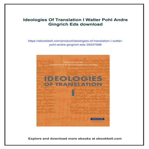 Ideologies Of Translation I Walter Pohl Andre Gingrich Eds | PDF