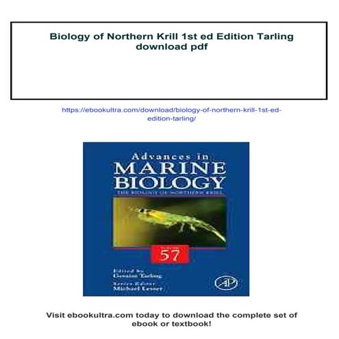 Biology of Northern Krill 1st ed Edition Tarling | PDF