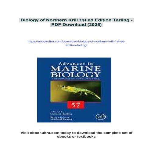 Biology of Northern Krill 1st ed Edition Tarling | PDF