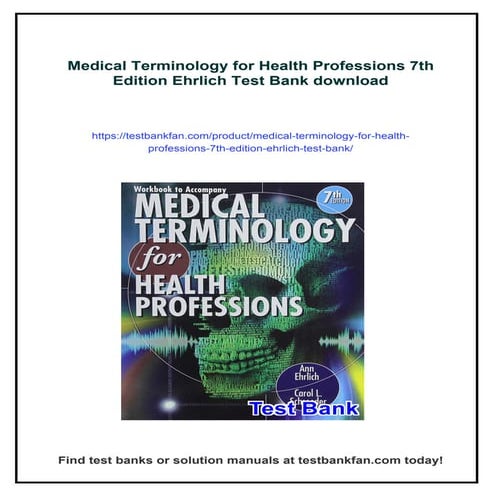Medical Terminology for Health Professions 7th Edition Ehrlich Test ...