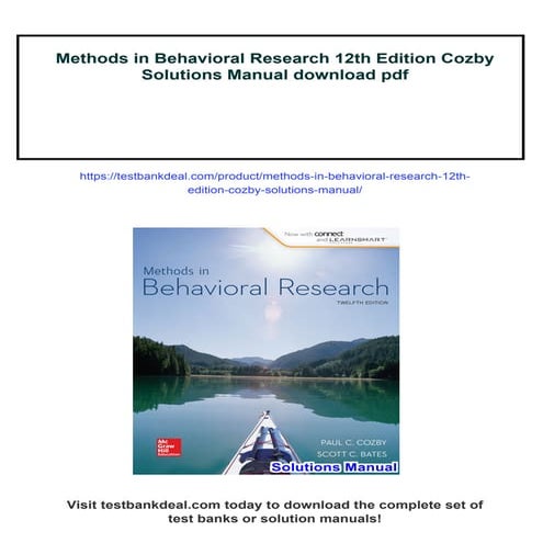 Methods in Behavioral Research 12th Edition Cozby Solutions Manual | PDF