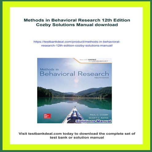 Methods in Behavioral Research 12th Edition Cozby Solutions Manual | PDF
