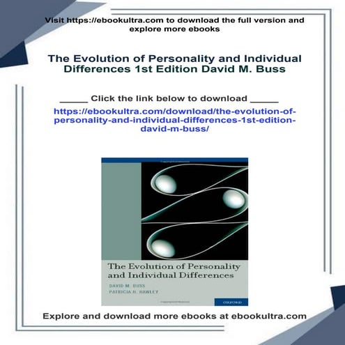 The Evolution of Personality and Individual Differences 1st Edition ...
