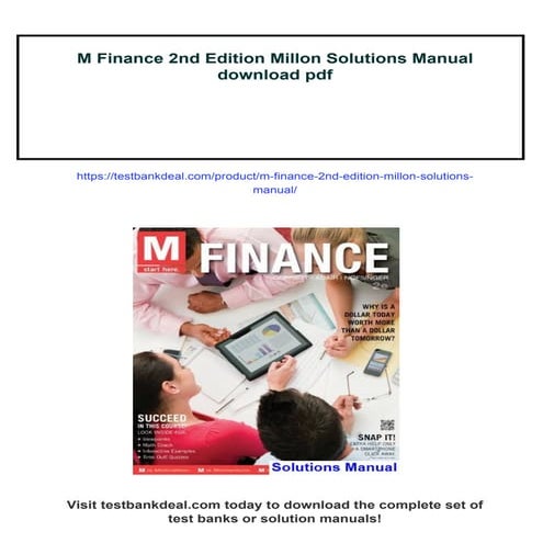 M Finance 2nd Edition Millon Solutions Manual | PDF