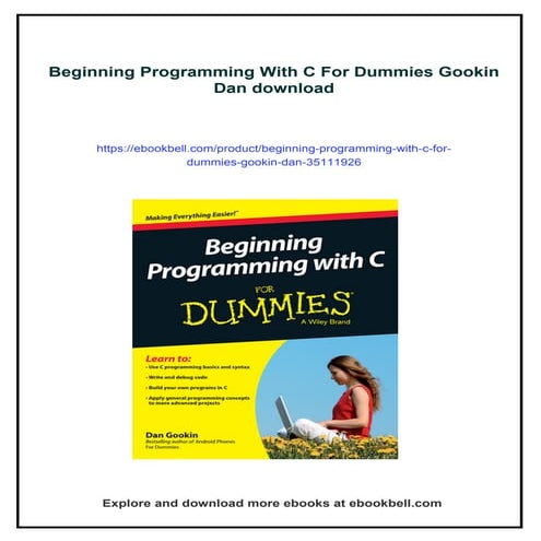 Beginning Programming With C For Dummies Gookin Dan | PDF