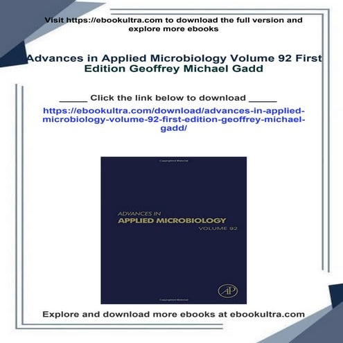Advances in Applied Microbiology Volume 92 First Edition Geoffrey ...