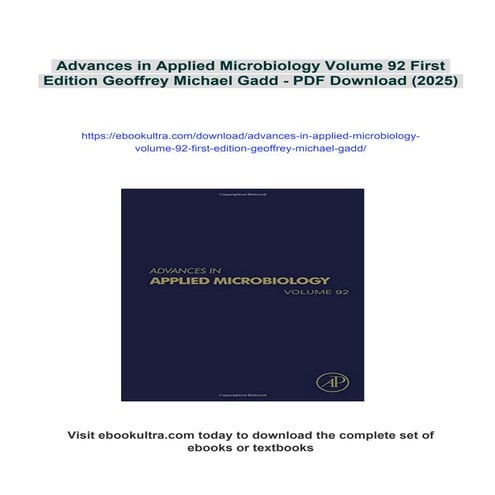 Advances in Applied Microbiology Volume 92 First Edition Geoffrey ...