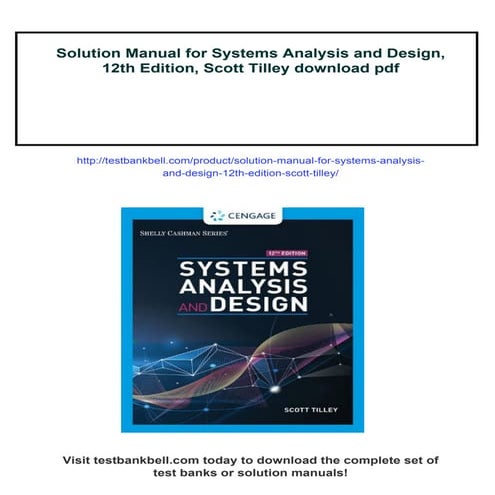 Solution Manual for Systems Analysis and Design, 12th Edition, Scott Tilley | PDF