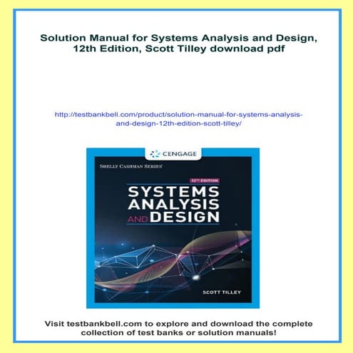 Solution Manual for Systems Analysis and Design, 12th Edition, Scott ...