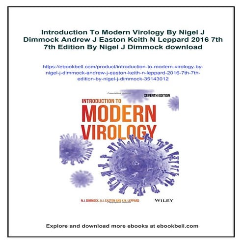 Introduction To Modern Virology By Nigel J Dimmock Andrew J Easton ...