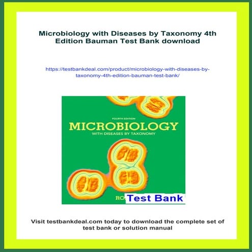 Microbiology with Diseases by Taxonomy 4th Edition Bauman Test Bank | PDF