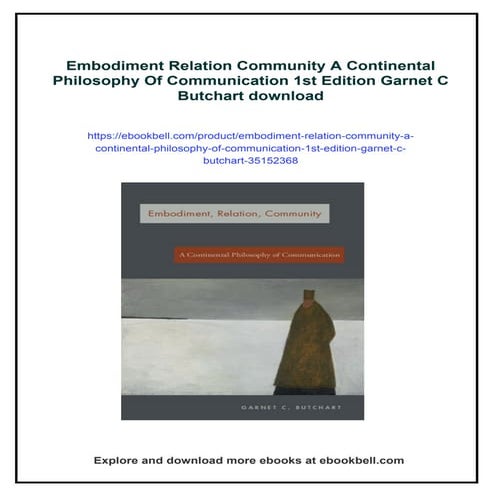 Embodiment Relation Community A Continental Philosophy Of Communication ...