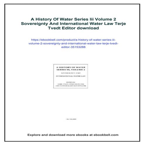 A History Of Water Series Iii Volume 2 Sovereignty And International ...