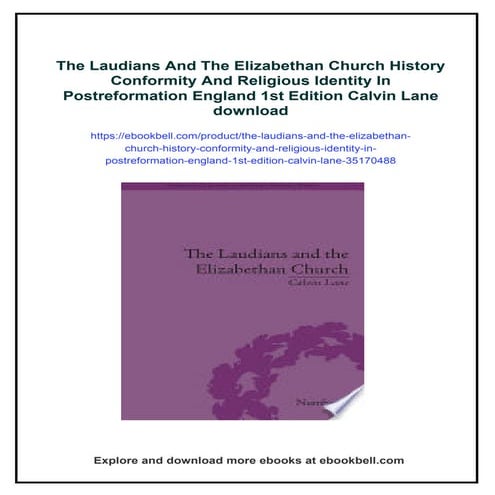 The Laudians And The Elizabethan Church History Conformity And ...