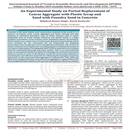 An Experimental Study on Partial Replacement of Coarse Aggregate with ...