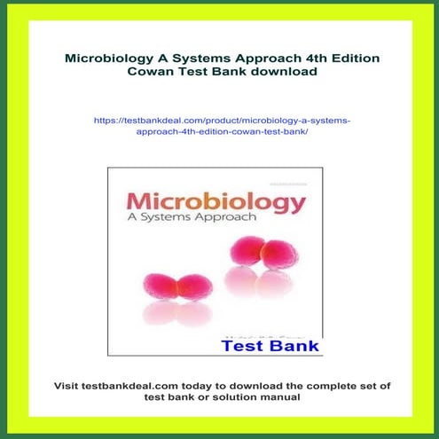 Microbiology A Systems Approach 4th Edition Cowan Test Bank | PDF