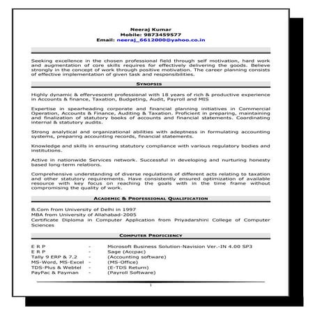 Resume - Neeraj Kumar | DOC