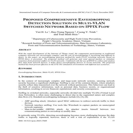 Proposed Comprehensive Eavesdropping Detection Solution in Multi-VLAN ...