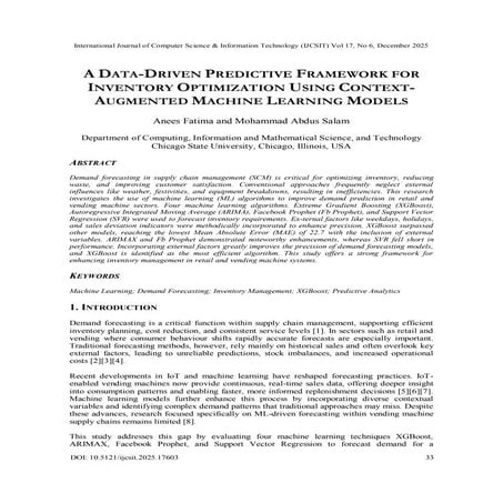 A Data-Driven Predictive Framework for Inventory Optimization using ...