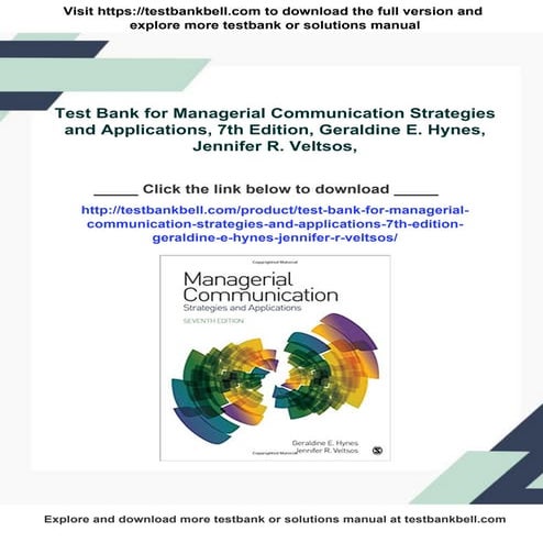Test Bank for Managerial Communication Strategies and Applications, 7th ...