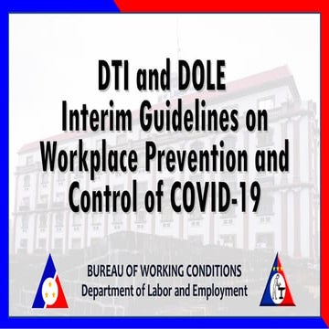 DTI and DOLE interim guidelines on workplace prevention and control of ...
