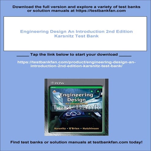 Engineering Design An Introduction 2nd Edition Karsnitz Test Bank | PDF