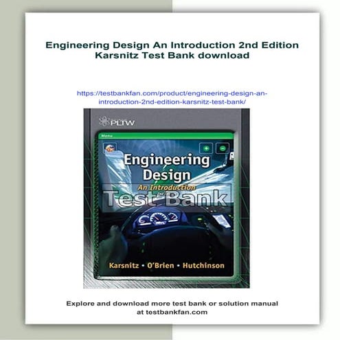 Engineering Design An Introduction 2nd Edition Karsnitz Test Bank | PDF