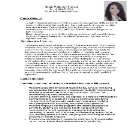 Rania CV .word new hr - Copy | PDF