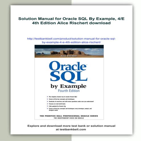 Solution Manual for Oracle SQL By Example, 4/E 4th Edition Alice Rischert | PDF