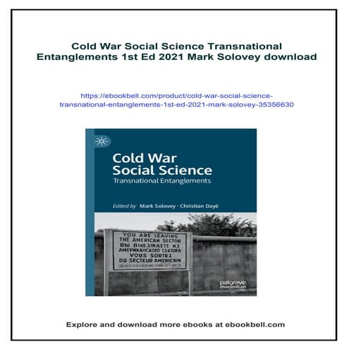 Cold War Social Science Transnational Entanglements 1st Ed 2021 Mark ...