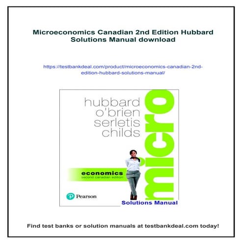 Microeconomics Canadian 2nd Edition Hubbard Solutions Manual | PDF