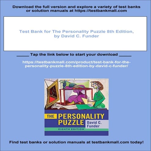 Test Bank for The Personality Puzzle 8th Edition, by David C. Funder | PDF
