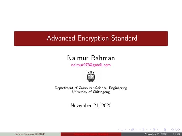 AES-Advanced Encryption Standard | PDF