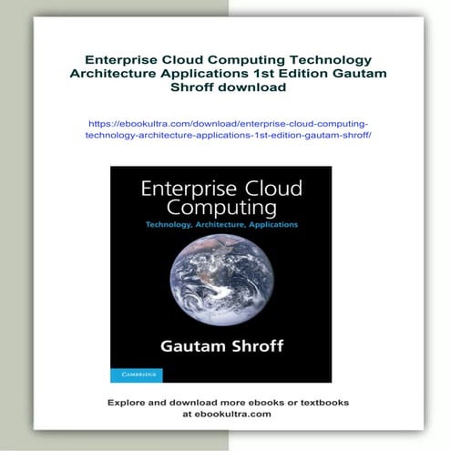 Enterprise Cloud Computing Technology Architecture Applications 1st Edition Gautam Shroff | PDF