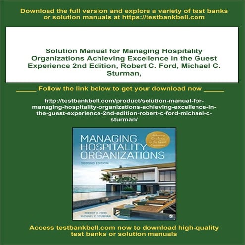 Solution Manual for Managing Hospitality Organizations Achieving ...
