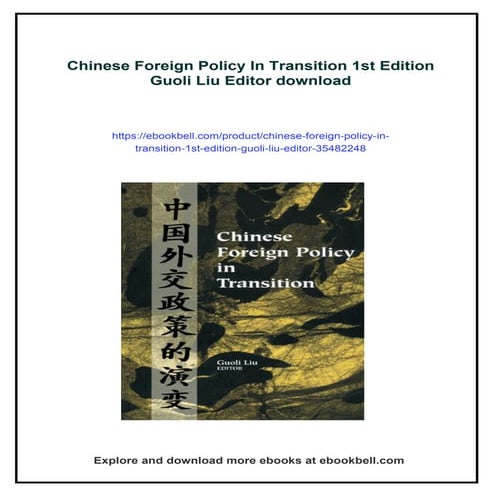 Chinese Foreign Policy In Transition 1st Edition Guoli Liu Editor | PDF