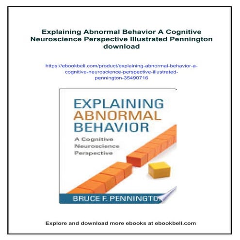 Explaining Abnormal Behavior A Cognitive Neuroscience Perspective ...