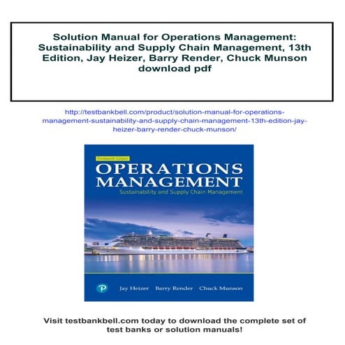 Solution Manual for Operations Management: Sustainability and Supply Chain Management, 13th ...