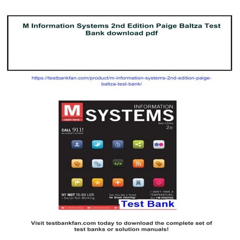 M Information Systems 2nd Edition Paige Baltza Test Bank | PDF