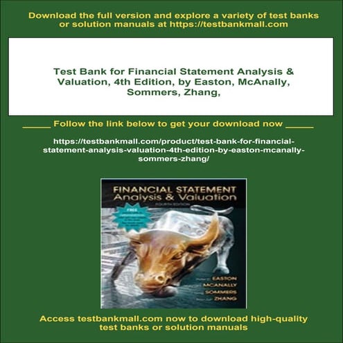 Test Bank for Financial Statement Analysis & Valuation, 4th Edition, by ...