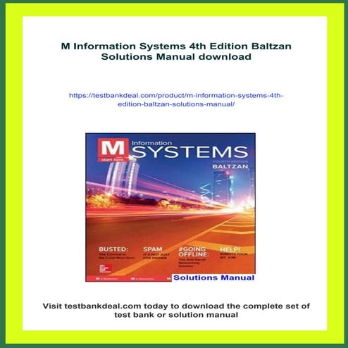 M Information Systems 4th Edition Baltzan Solutions Manual | PDF