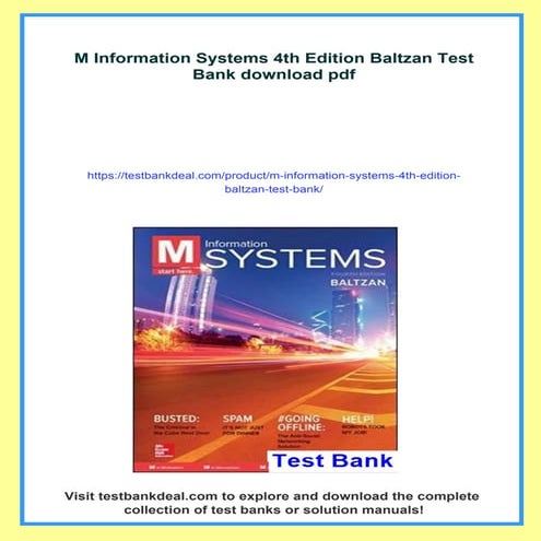 M Information Systems 4th Edition Baltzan Test Bank | PDF