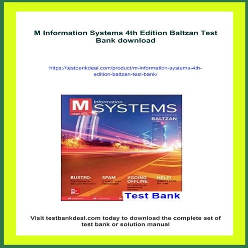 M Information Systems 4th Edition Baltzan Test Bank | PDF