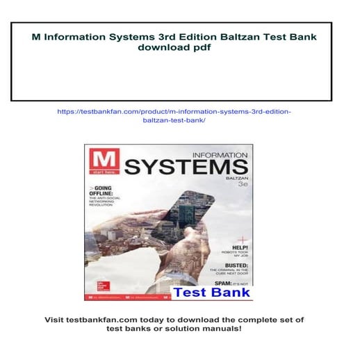 M Information Systems 3rd Edition Baltzan Test Bank | PDF