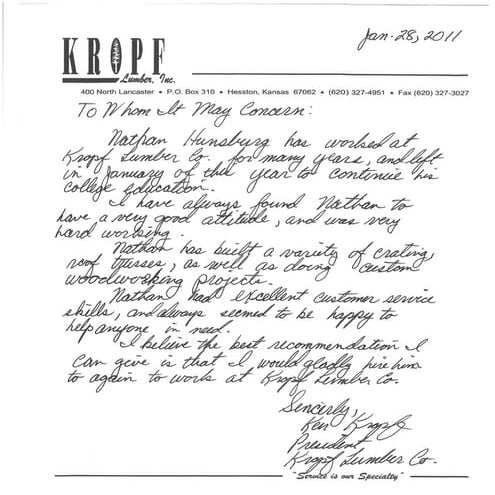 ken letter recomodation 2011 | PDF