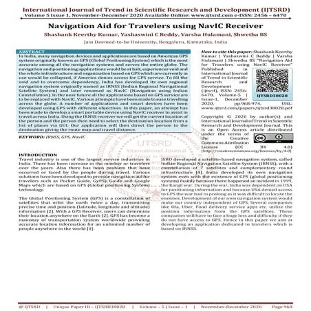 Navigation Aid for Travelers using NavIC Receiver | PDF