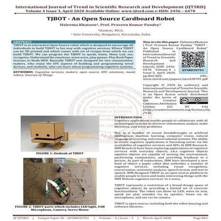 TJBOT An Open Source Cardboard Robot | PDF