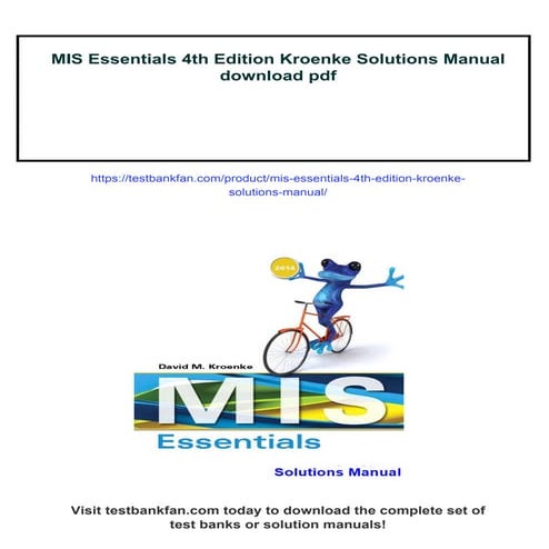 MIS Essentials 4th Edition Kroenke Solutions Manual | PDF