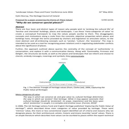 Colm Murray 'Why do we Conserve Special Places' Place as Praxis paper ...