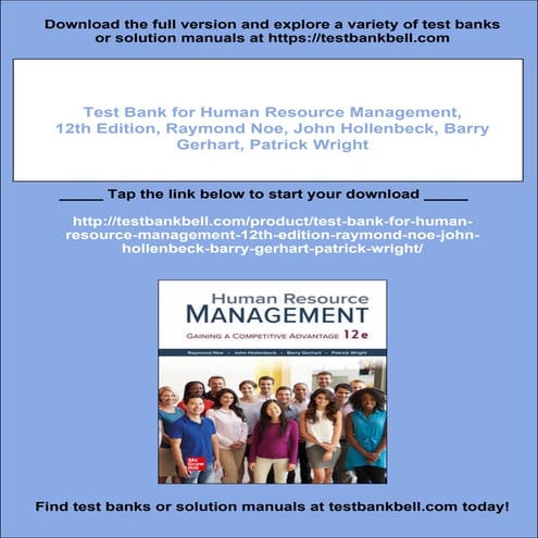 Test Bank for Human Resource Management, 12th Edition, Raymond Noe ...